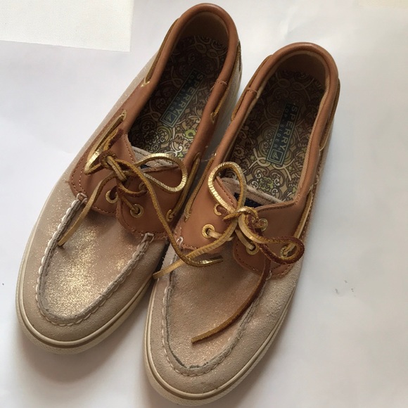 Sperry | Shoes | Sperry Topsider Tan With Subtle Gold Sparkle | Poshmark
